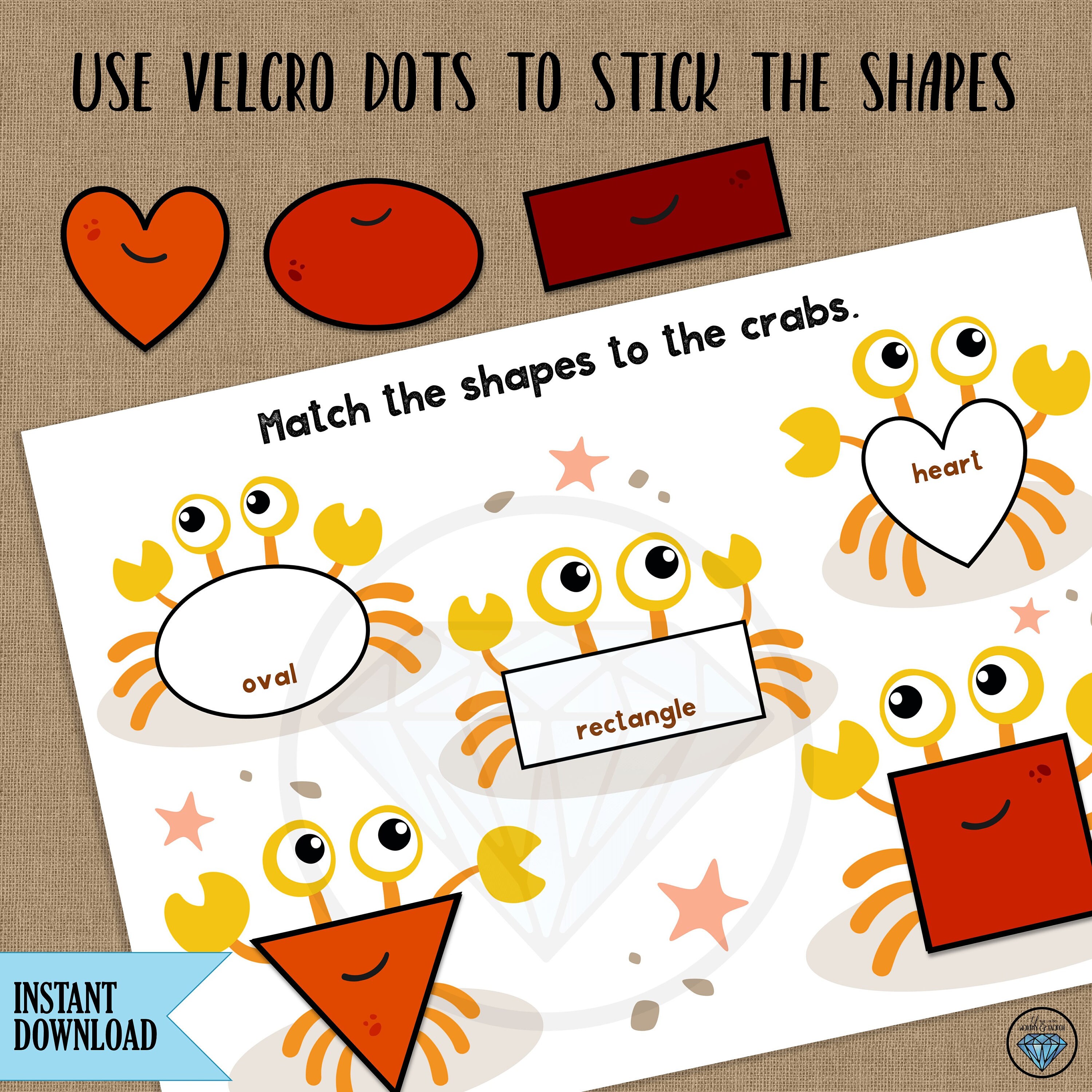 Ocean Activity Crab Shape Match Preschool Printables Busy - Etsy España