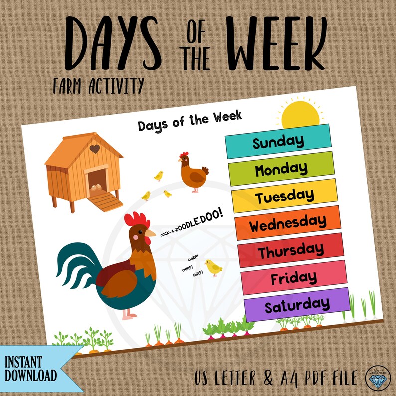 Farm Theme, Days of the Week, Preschool Printables, Busy Binder ...