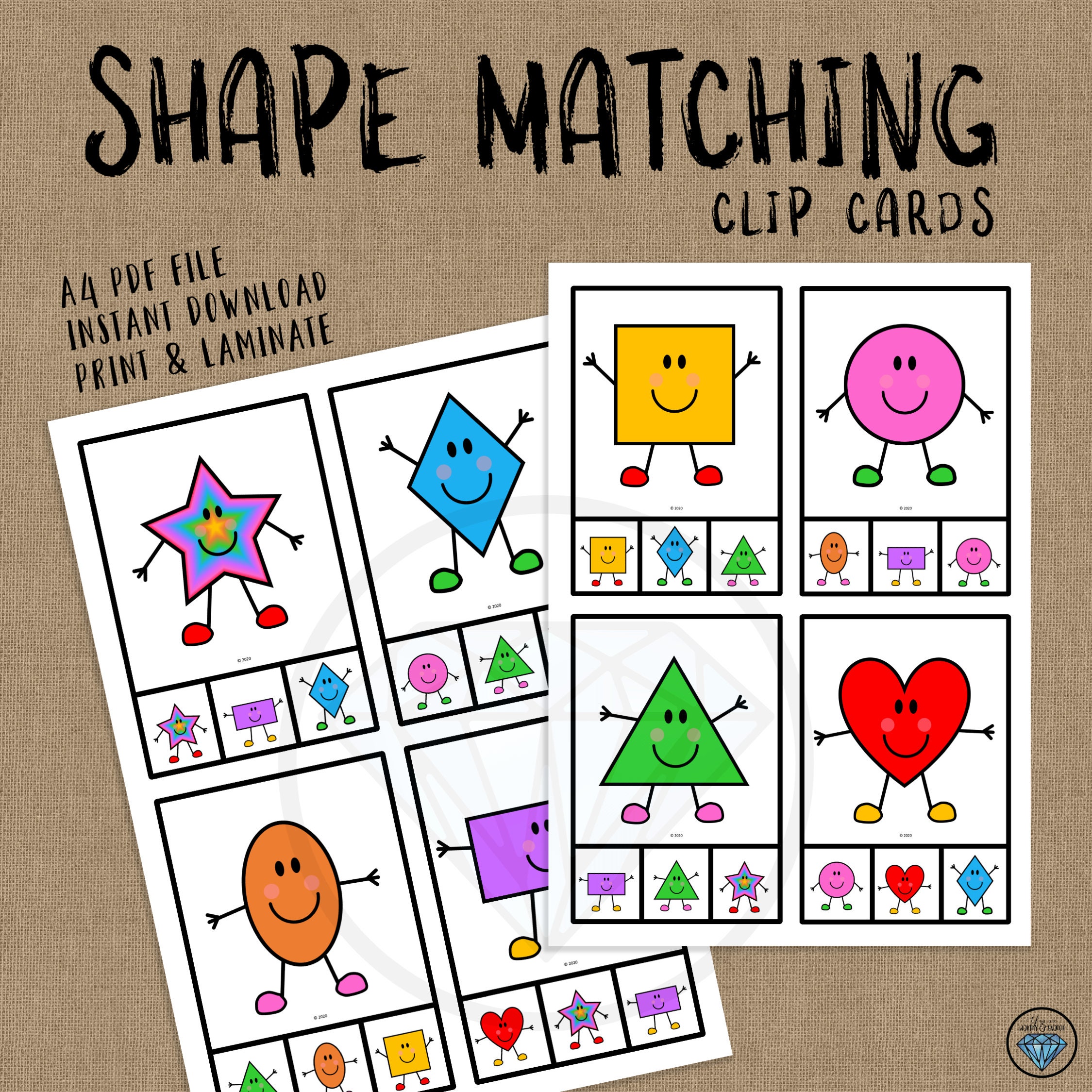 Shape Matching Clip Cards, Preschool Printables, Busy Binder ...