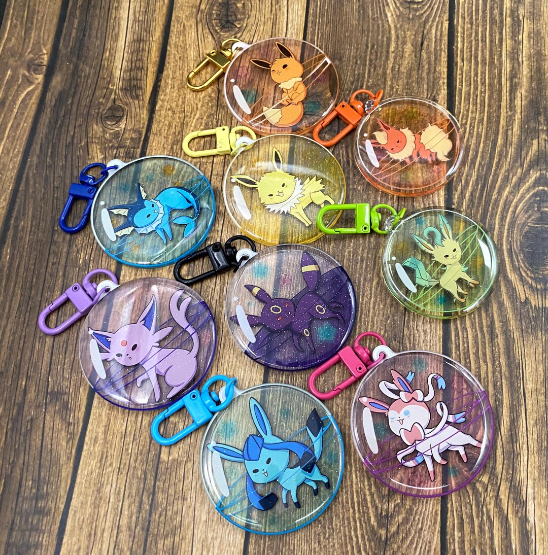 Eevee Eeveelutions Double-sided Shiny Glitter Epoxy Acrylic 2in Charms ...