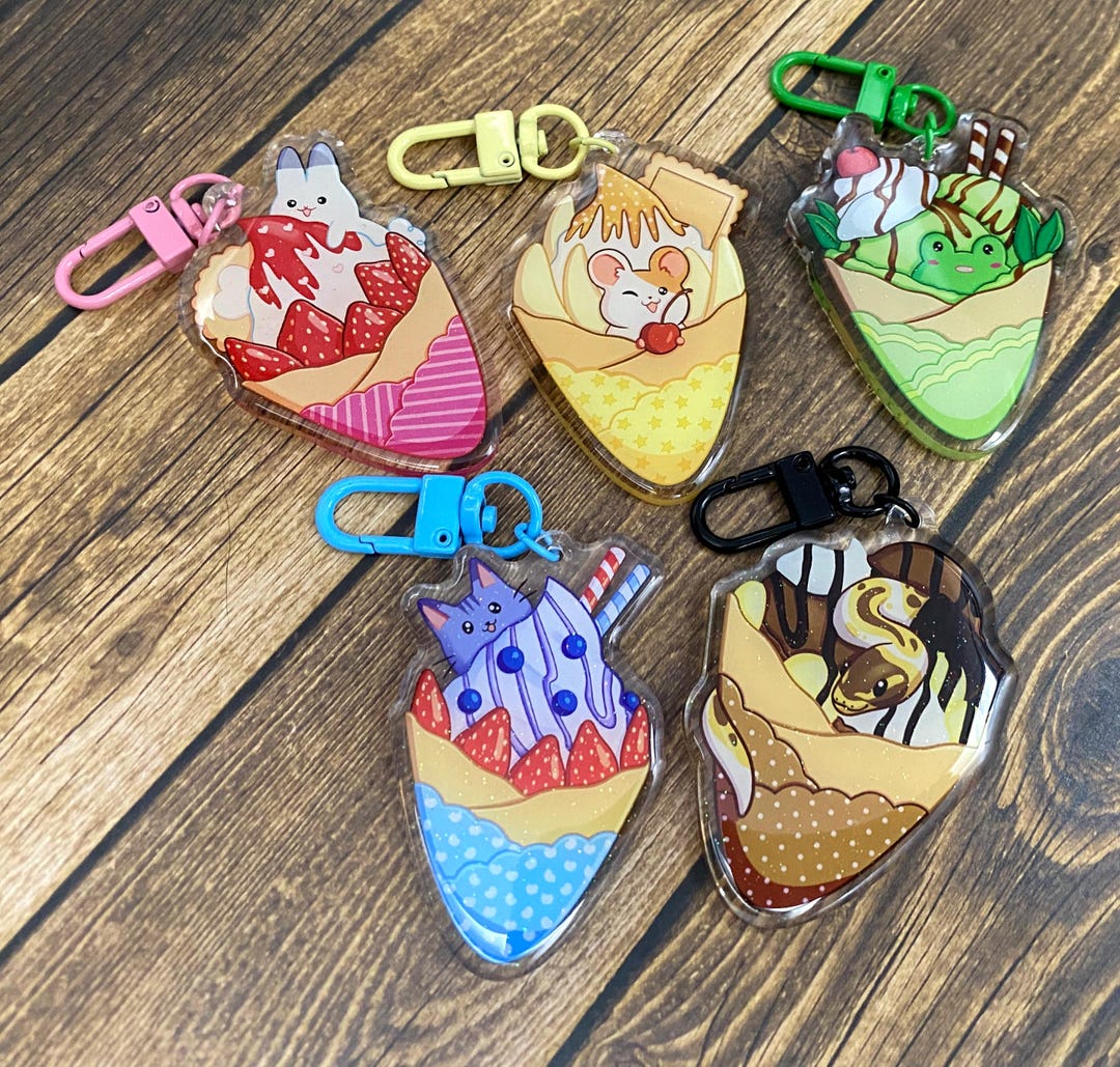 Crepe Friends Animal Glitter Epoxy 2.5in Acrylic Charms - Etsy