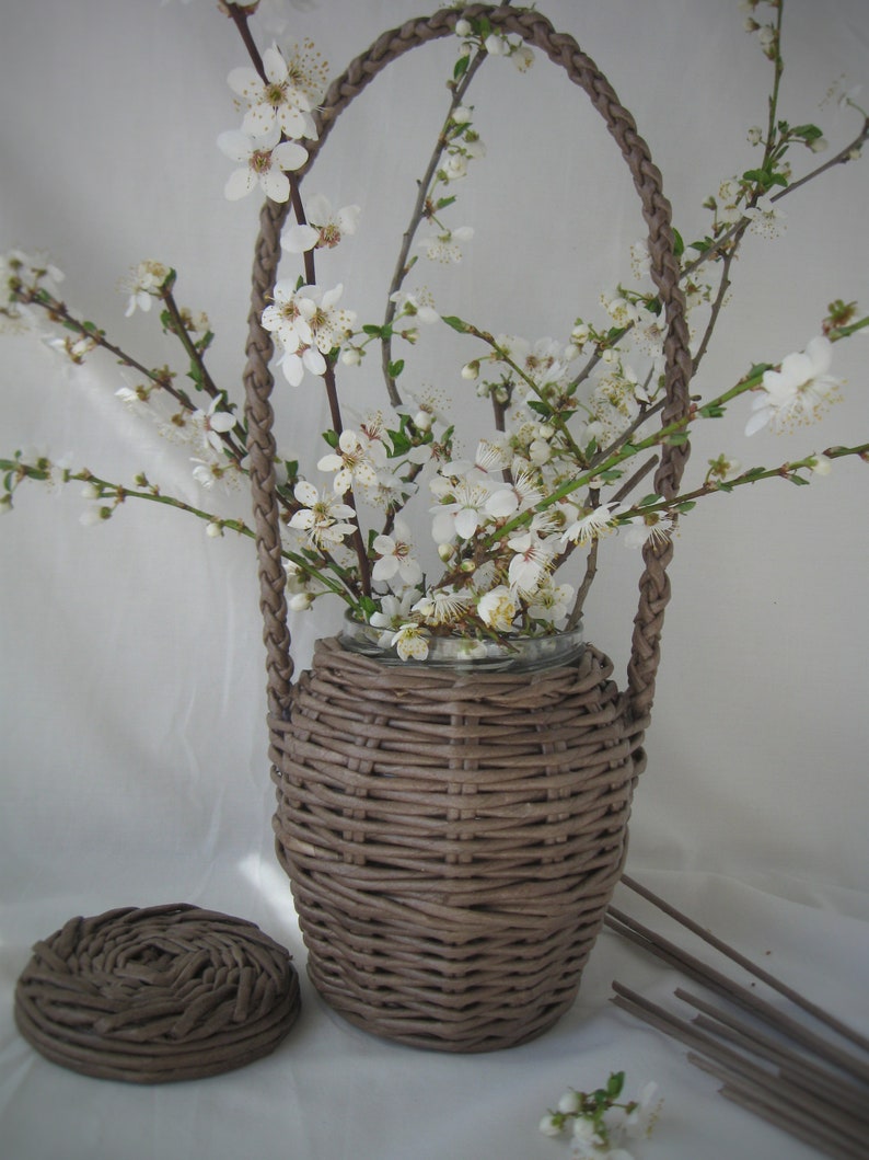 Flower Vase, Boho Vase, Table Vase, Jar Vase, Wicker Decor, Farmhouse ...