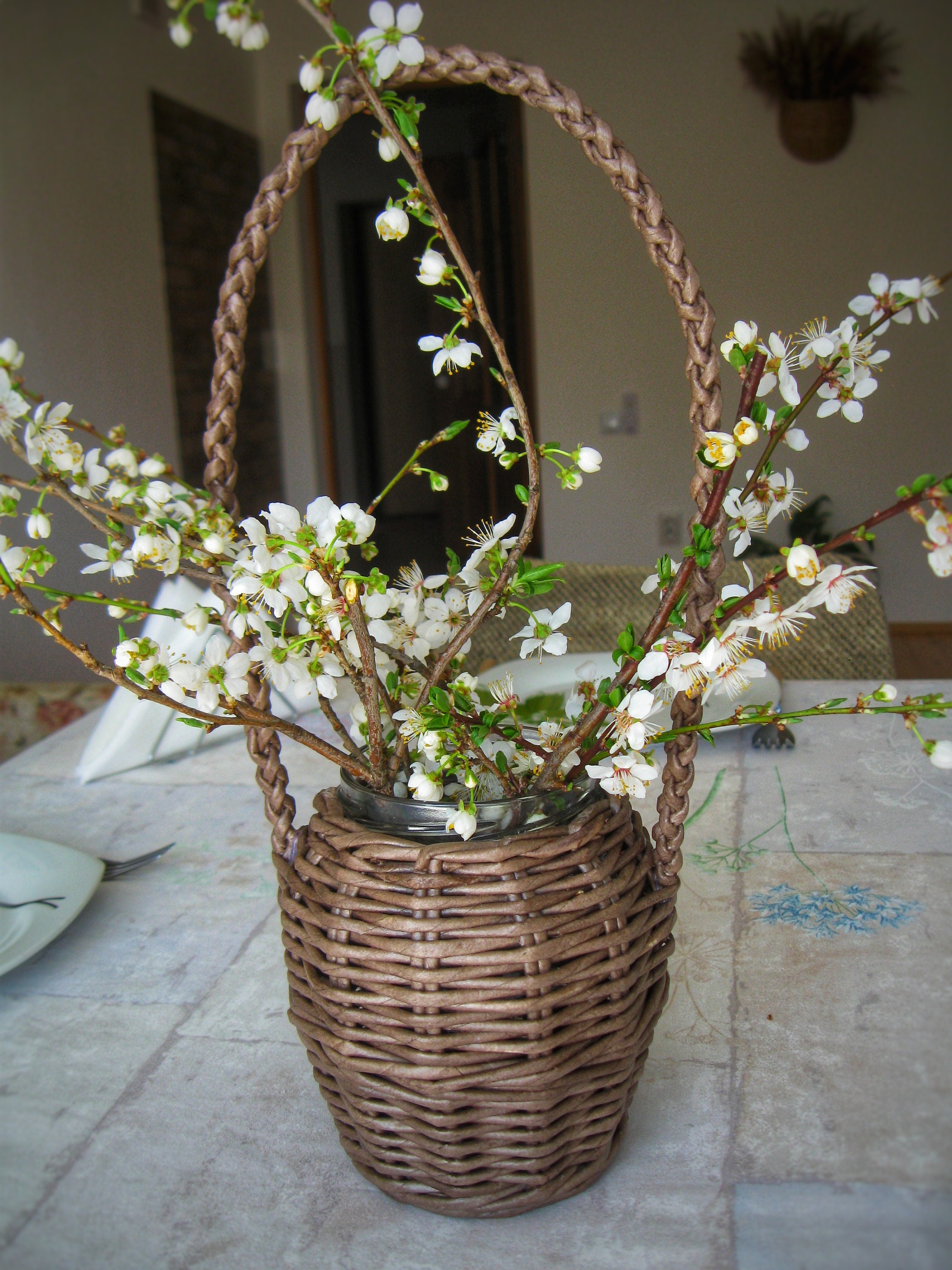 Flower Vase, Boho Vase, Table Vase, Jar Vase, Wicker Decor, Farmhouse ...