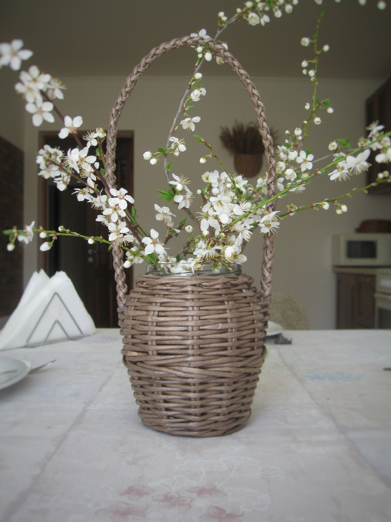 Flower Vase, Boho Vase, Table Vase, Jar Vase, Wicker Decor, Farmhouse ...