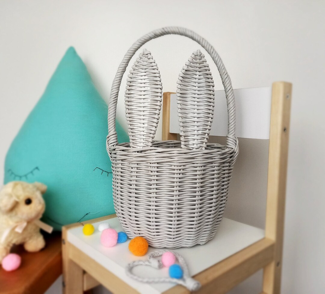 Bunny Ears Easter Basket: Woven Egg Hunt Basket - Etsy