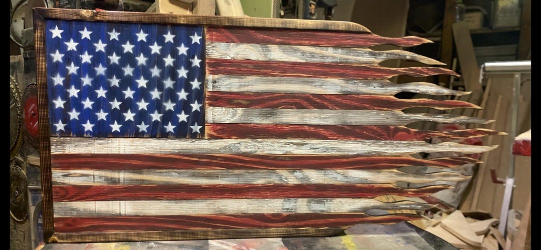 Tattered Burnt American Flag - Etsy