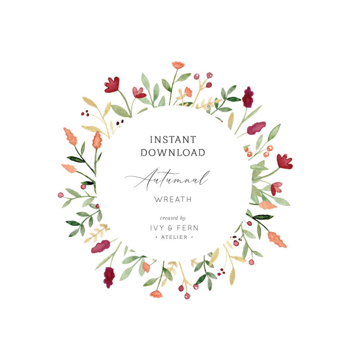 Floral Wreath Clipart for Wedding Invitations / Save the Date Botanical ...