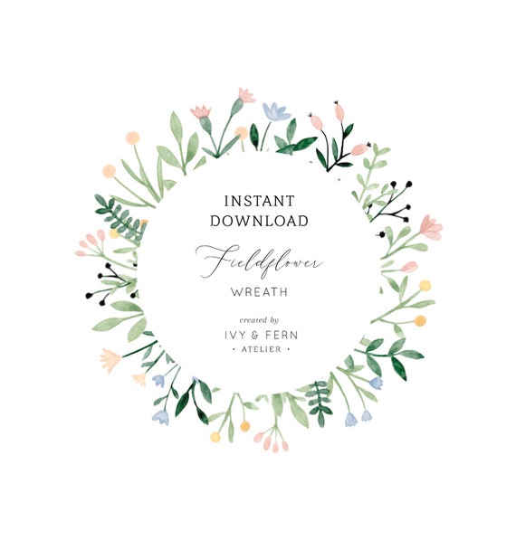 Floral Wreath Clipart for Wedding Invitations / Save the Date | Etsy