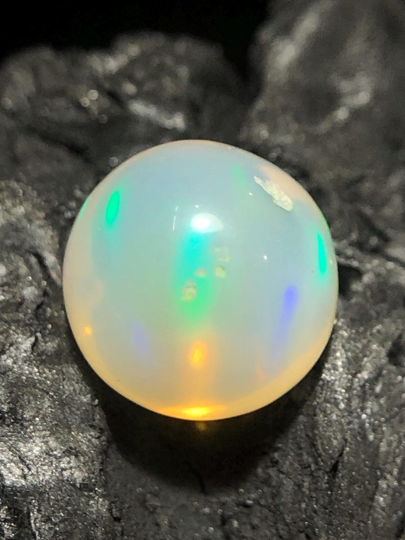 Natural Rainbow Fire Ethiopian Opal Sphere Ball, 3.70 Carats Loose ...