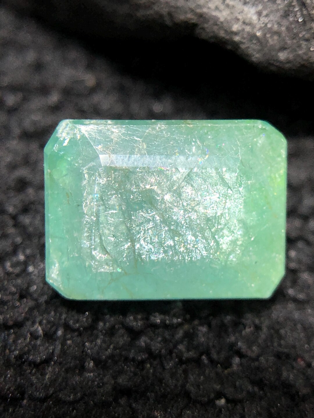 Natural Emerald Octagon Cut 9.15 Carats Green With Schiller Rare ...