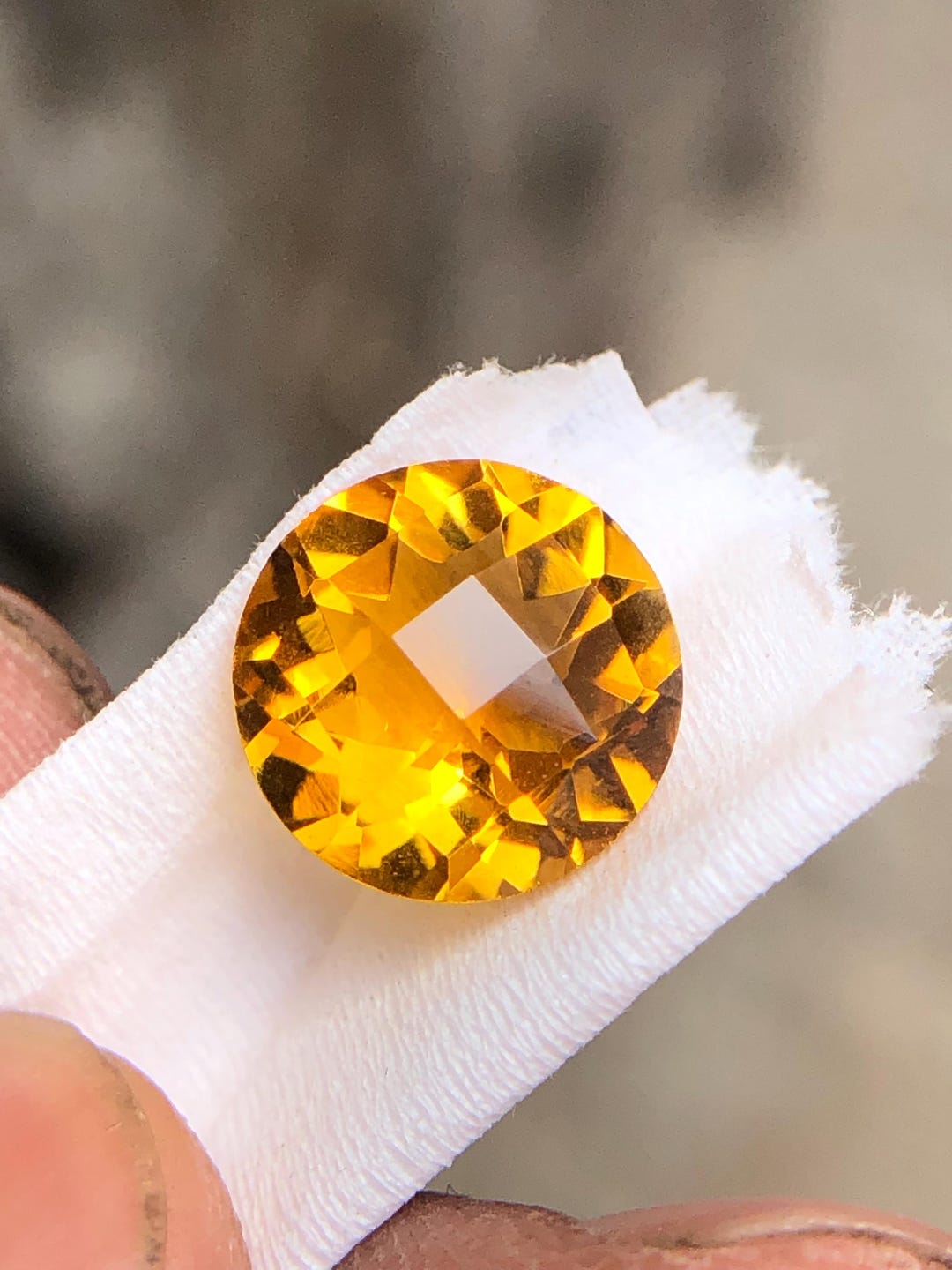 Checker Cut Citrine Round, 9 MM Ring Size Citrine, Loose Faceted Cut ...