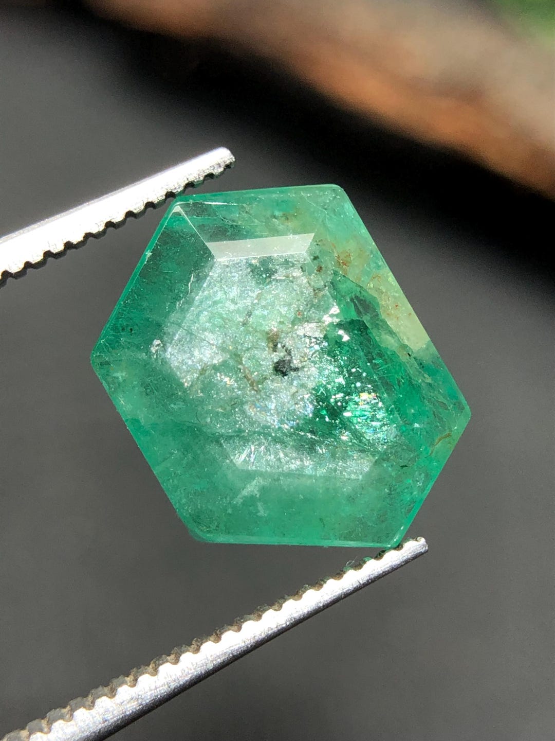 Natural Green Sunstone 3.75 Ct. Fancy Hexagon Schiller Emerald Gemstone ...