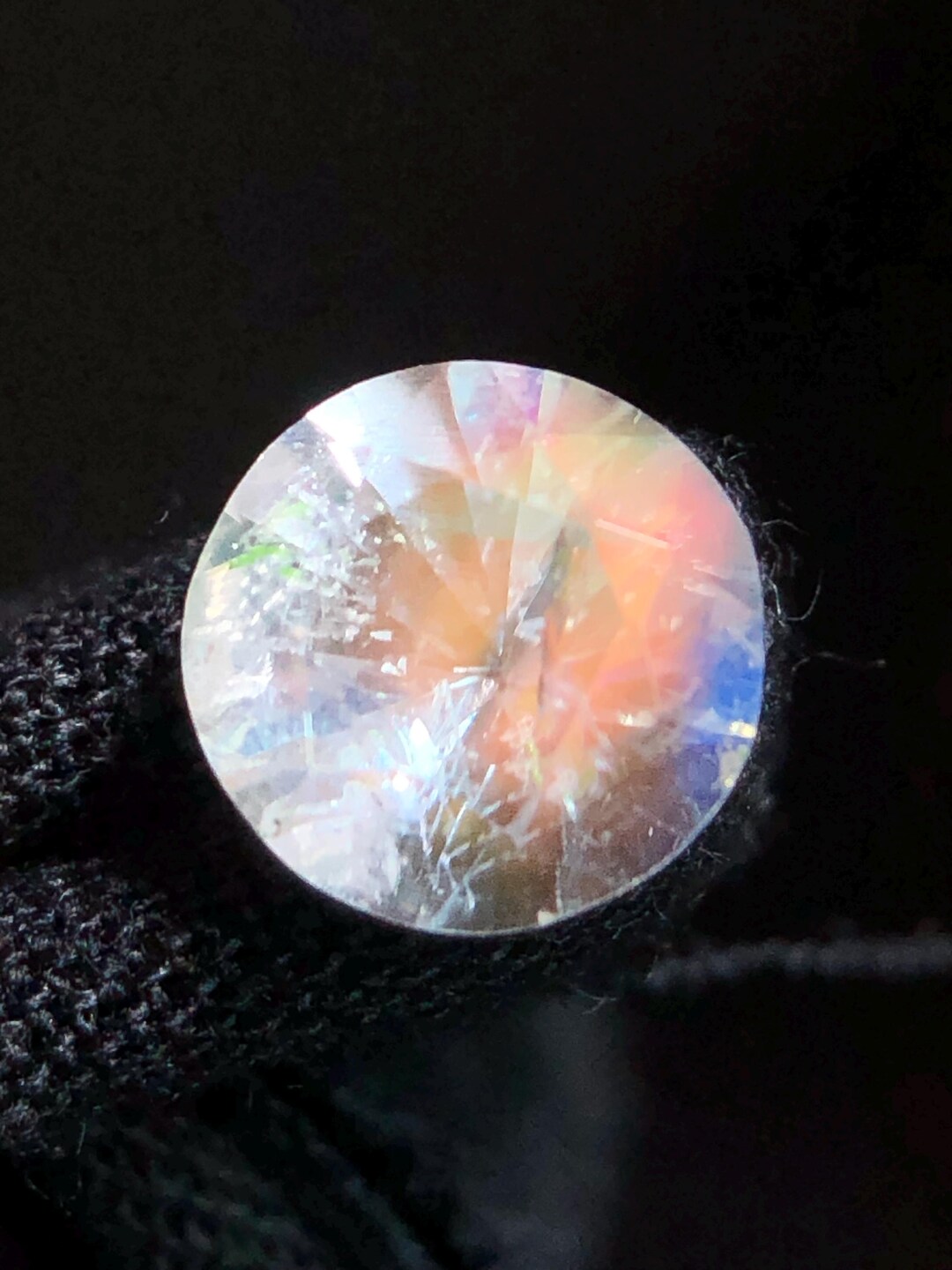 Natural Moonstone With Tri Color Fire, Loose Faceted Round Cut Gemstone ...