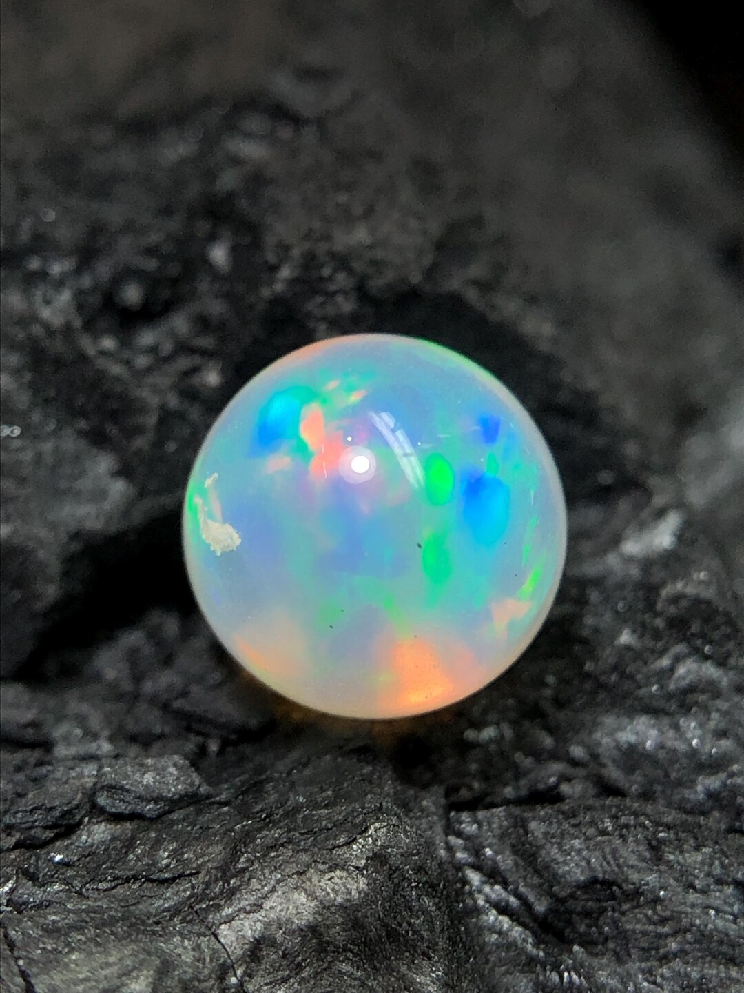 Rainbow Fire Opal Sphere, White Ethiopian Opal, Opal Ball, Welo Fire ...