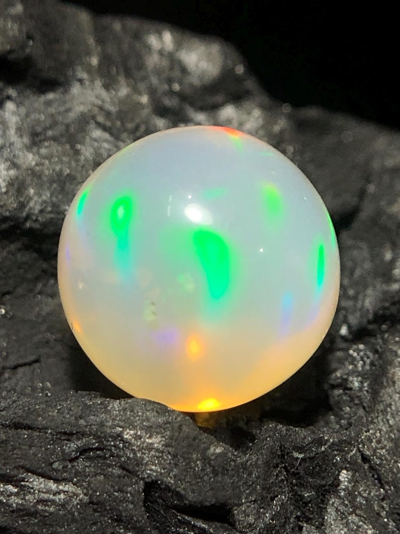 Natural Rainbow Fire Ethiopian Opal Sphere Ball, 3.70 Carats Loose ...