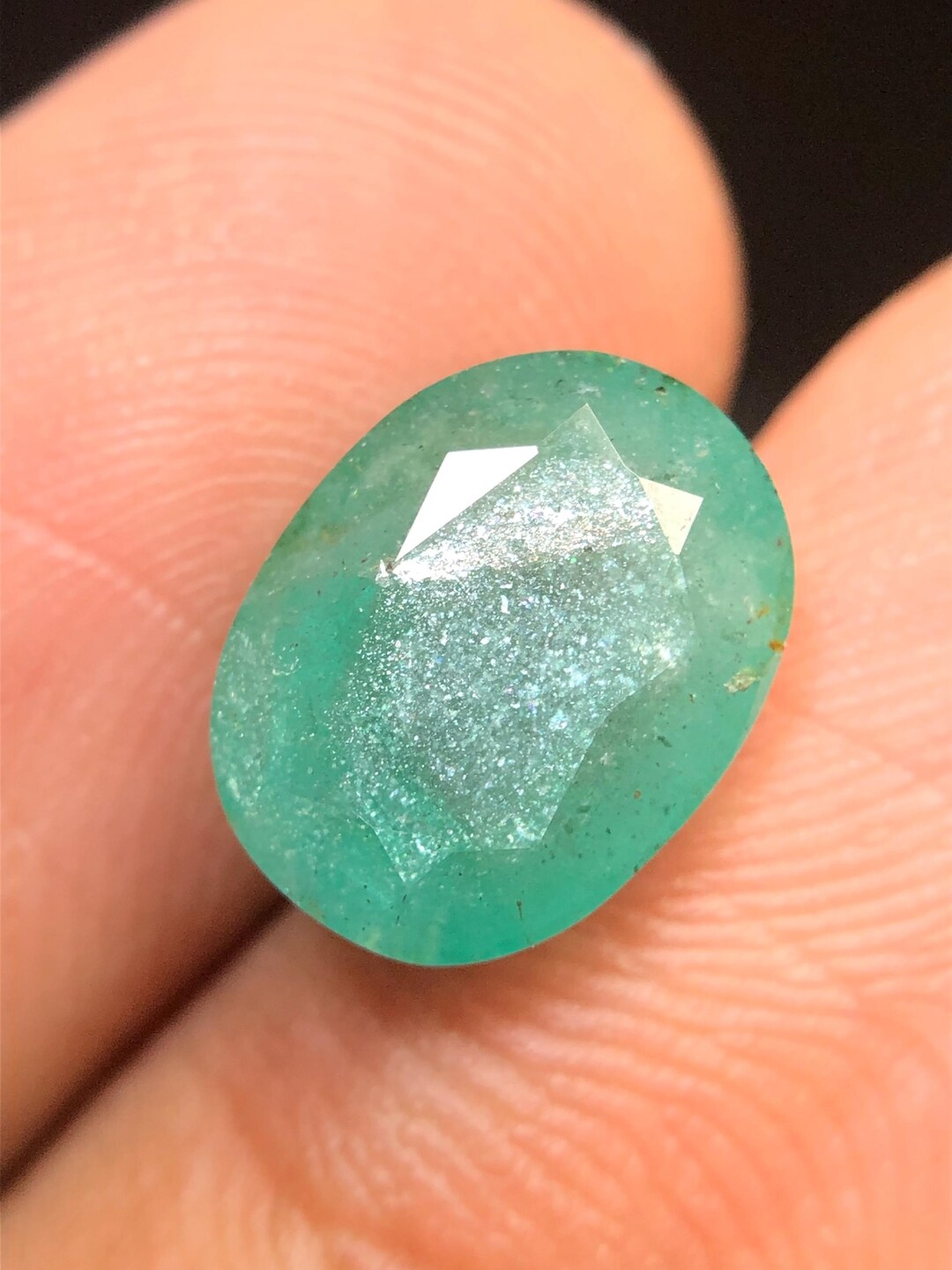 Natural Silver Sunstone Schiller Emerald, Oval Shape Emerald, 10x8 MM ...