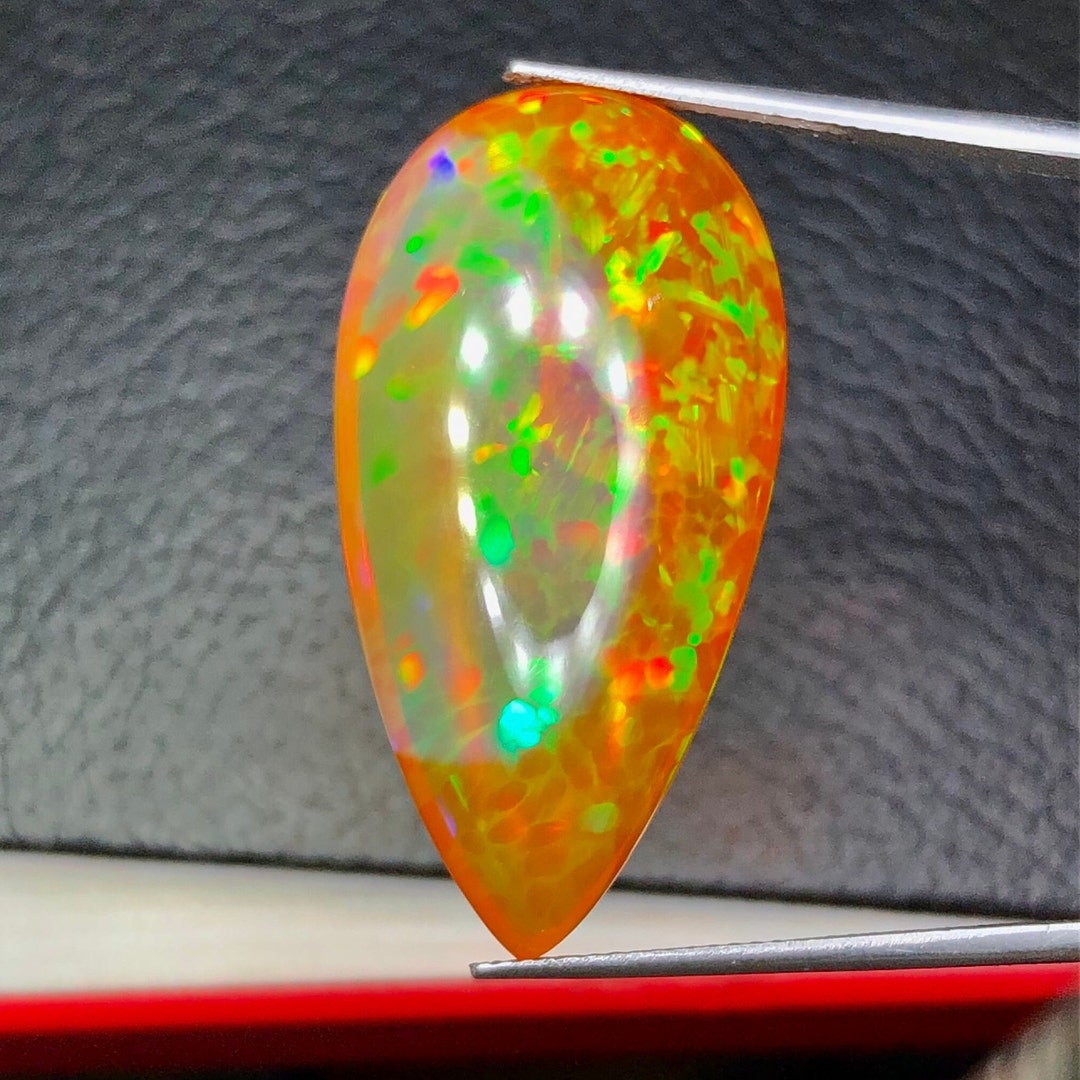 Buy 26 Carats Natural Honeycomb Orange Opal Pear, 32x17 MM Size Big ...