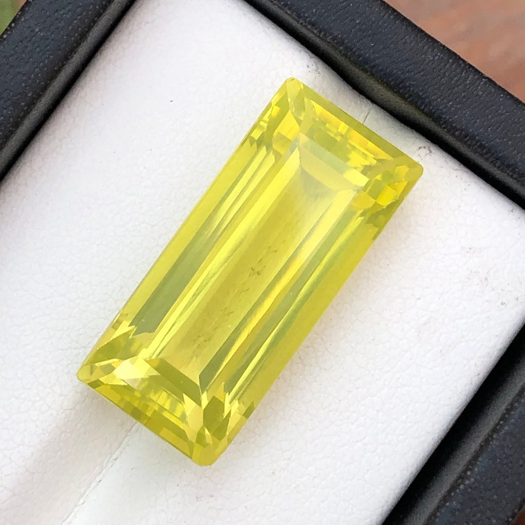 Natural Yellow Lemon Quartz, 20x9 MM Loose Baguette Faceted Lemon ...