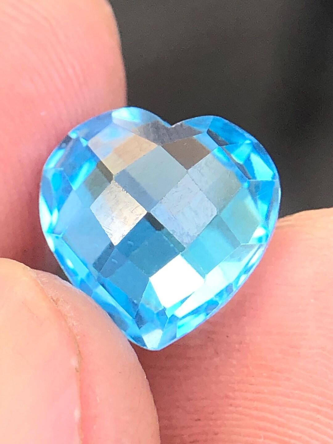 Natural Swiss Blue Topaz 4.5 CT. 10x10mm Heart Shape Checker Cut ...