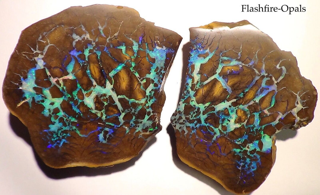 1450 Cents. Matrix GEM OPAL PAIR Turquoise Green-blue Veins - Etsy