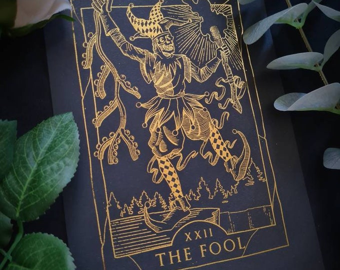 The Fool Tarot Black Gold or Silver Foil Print - Etsy UK