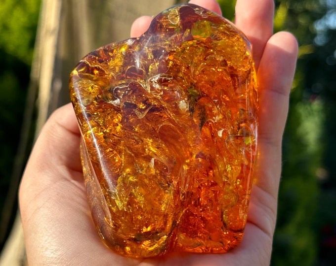 Unreal Large Amber Stone , 225 Gr Red Amber Gemstone , Collector's ...