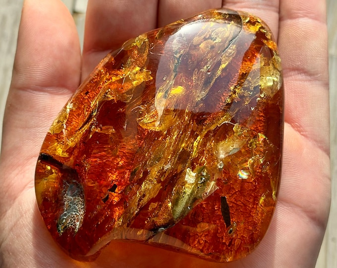Unreal Large Amber Stone , 225 Gr Red Amber Gemstone , Collector's ...
