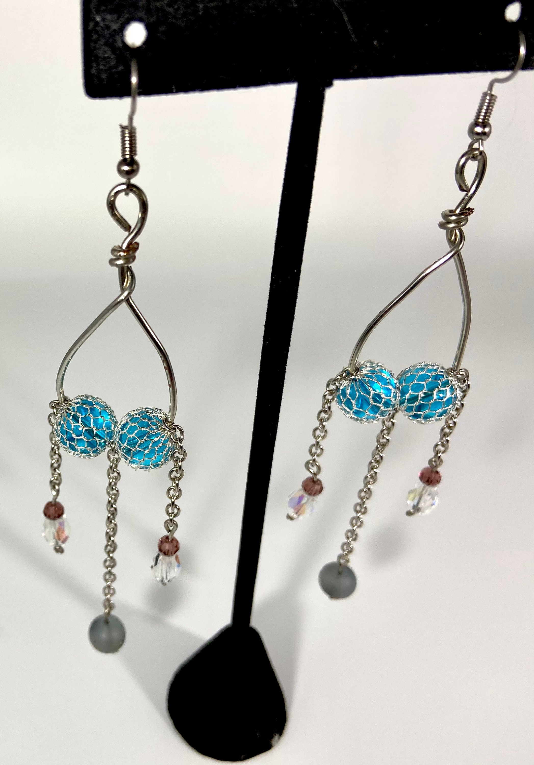 Fishnet Necklace and Earring Set Handmade by Woman Owned - Etsy UK