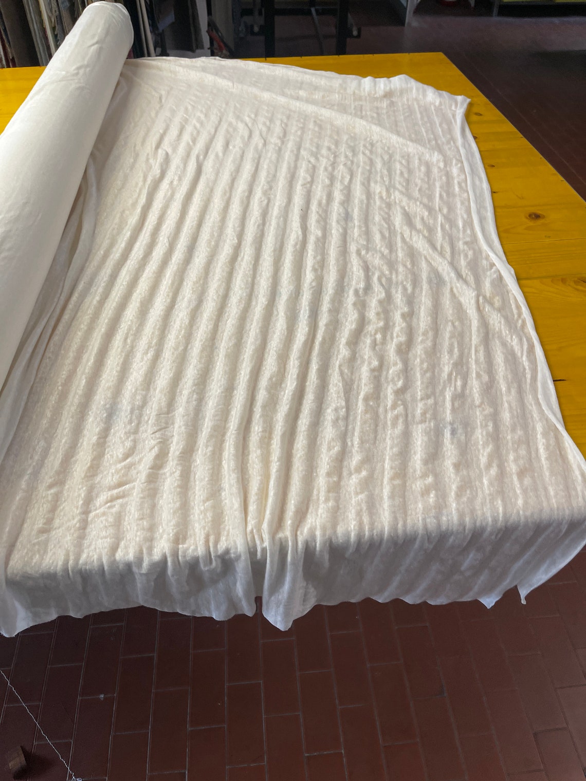 Linen Jersey Fabric by the Yard half a Meter, Pure White, Alternating ...