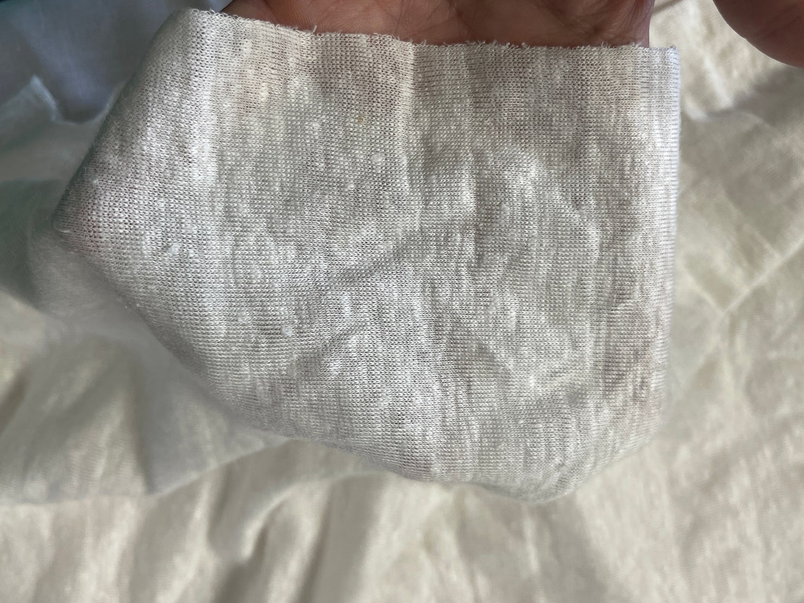 Linen Jersey Fabric by the Yard half a Meter, Pure White, Alternating ...