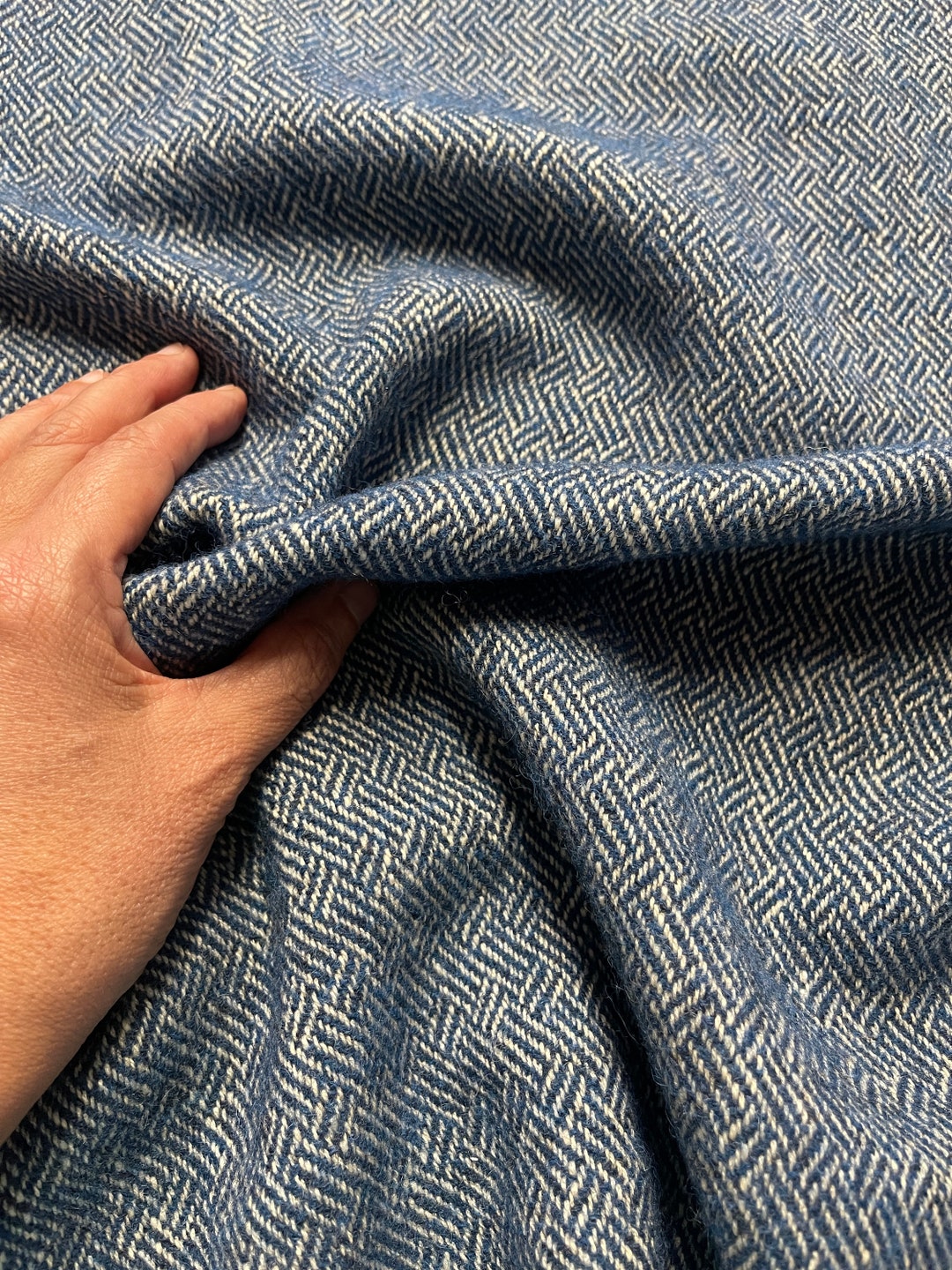 Wool Tweed Fabric by the Yard half a Meter Small Geometric - Etsy
