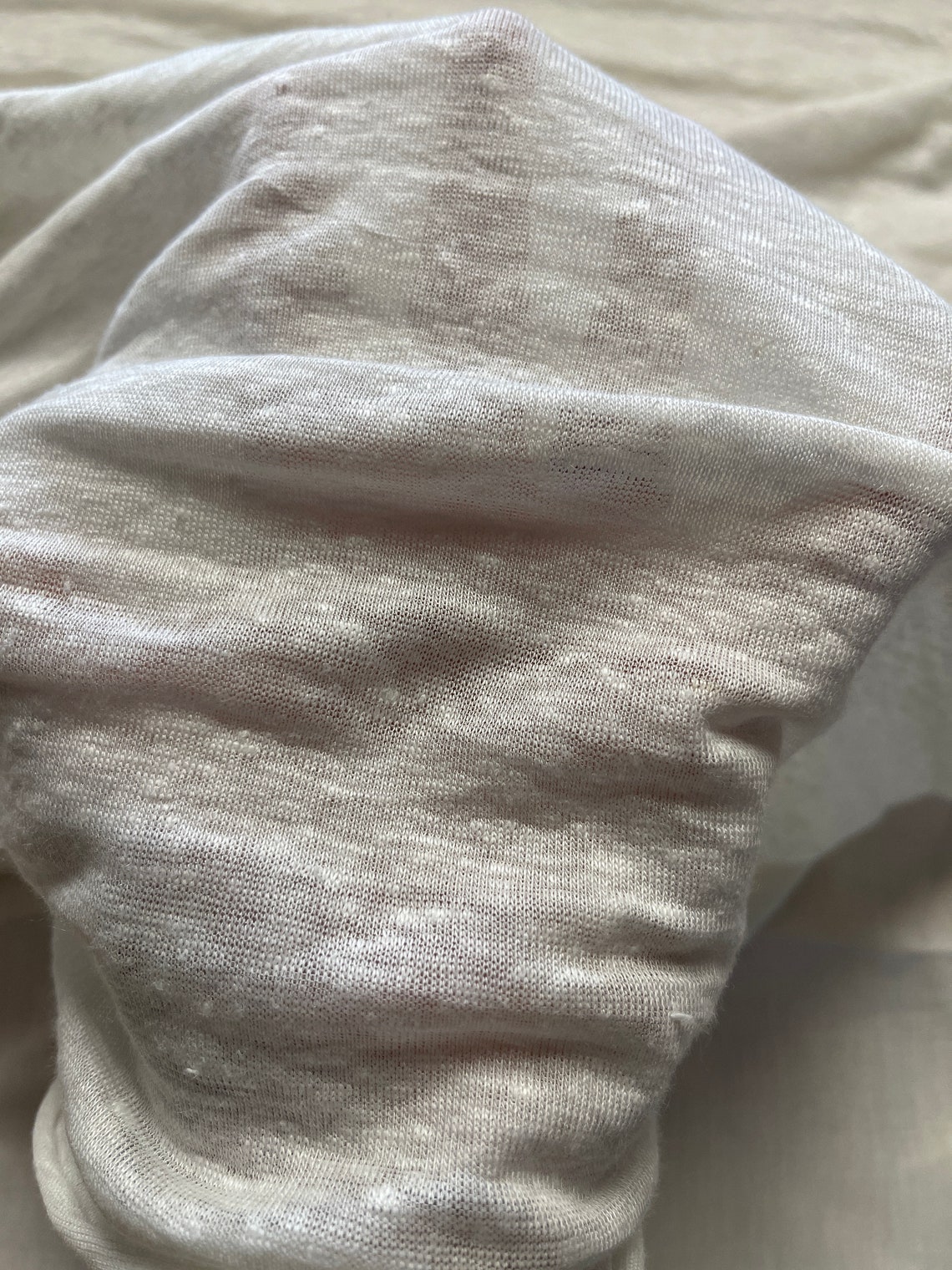 Linen Jersey Fabric by the Yard half a Meter, Pure White, Alternating ...