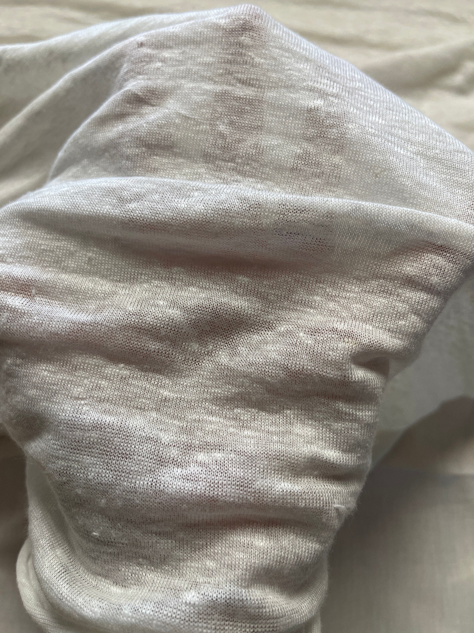 Linen Jersey Fabric by the Yard half a Meter, Pure White, Alternating ...
