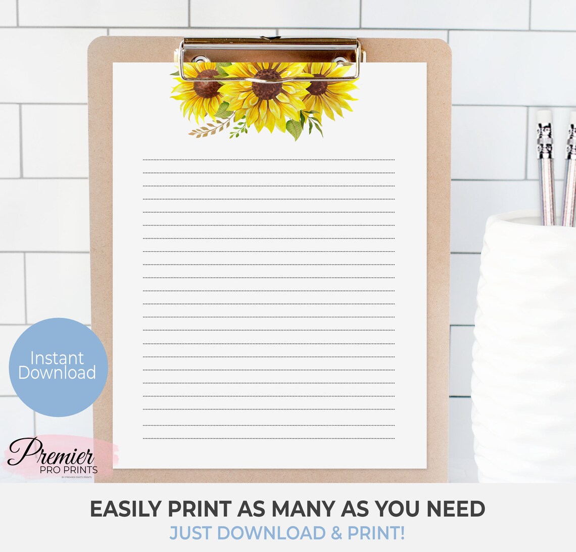 Instant Download Printable Sunflower Planner Notes Page - Etsy