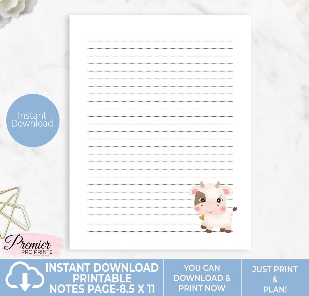Instant Download Printable Cute Cow Animal Planner Notes Page ...