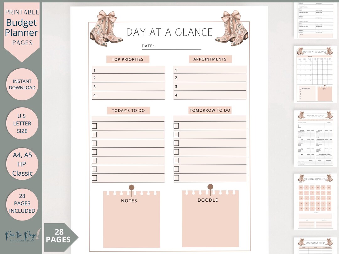 Instant Download Printable Budget/financial Planner Pages 8.5x11 A4 A5 ...