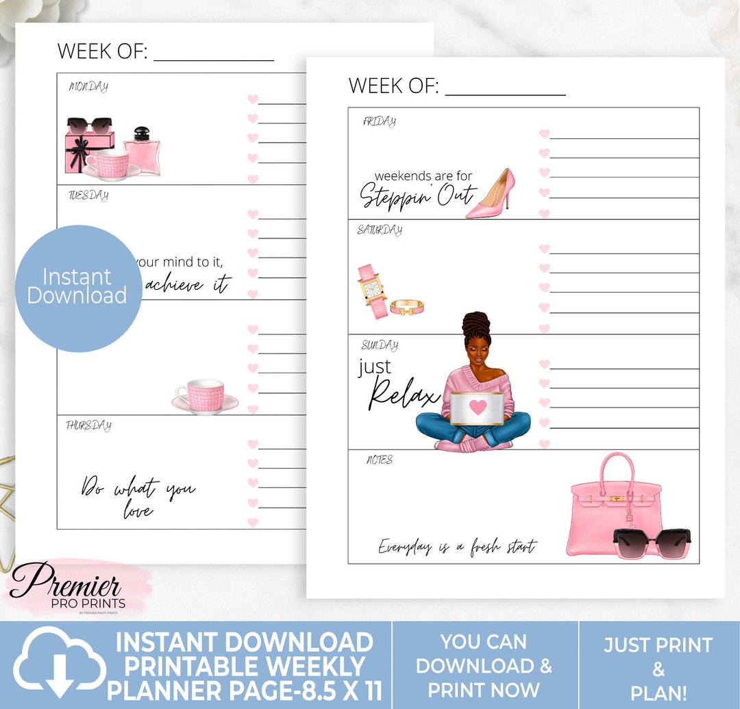 Instant Download Printable Weekly Planner Page 8.5x11-wppg001 - Etsy UK