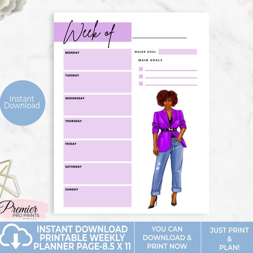 Boho Weekly Planner Printable Instant Download Pastel Color - Etsy