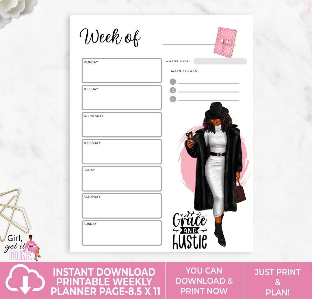 Instant Download Printable Weekly Planner Page 8.5x11-nlp002 - Etsy