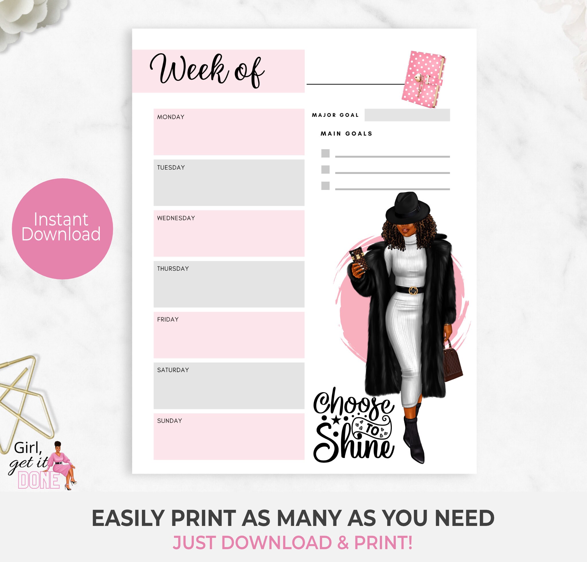 Instant Download Printable Weekly Planner Page 2 8.5x11-nlp002 - Etsy