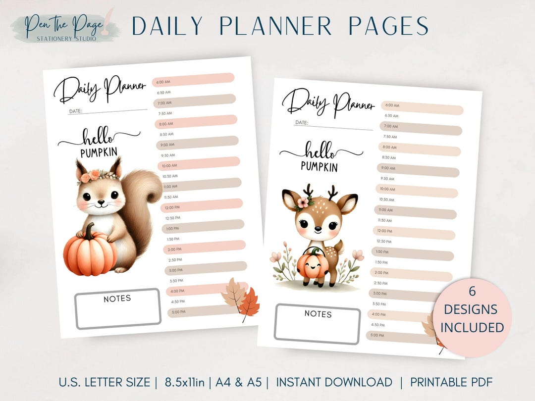 Instant Download Printable Fall Daily Planner Page 8.5x11 A4 A5 DP 006 ...