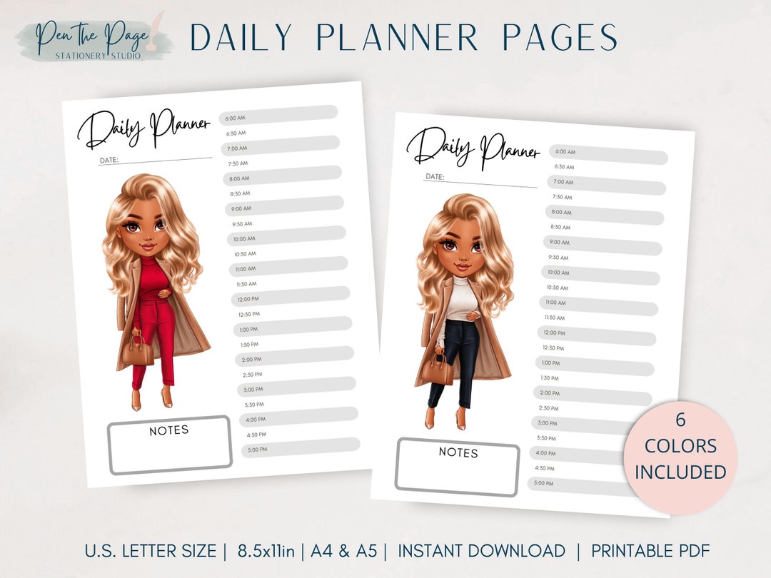 Instant Download Printable Daily Planner Page 8.5x11 A4 A5 DP 001 - Etsy