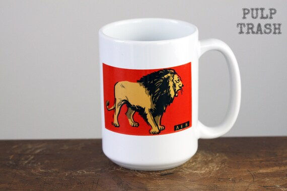 Lion Matchbox Label Coffee Mugs | Etsy Australia