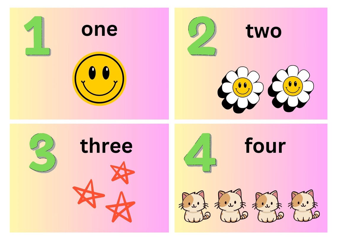 Number Flash Cards, Printable Flashcards, Counting Flashcards, 1 to 10 ...
