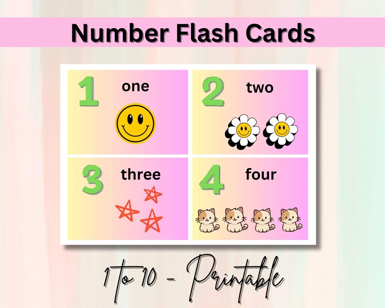 Number Flash Cards, Printable Flashcards, Counting Flashcards, 1 to 10 ...