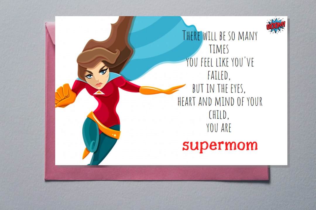 Super Mom Birthday Card, Happy Birthday Mom, Printable Supermom Card ...