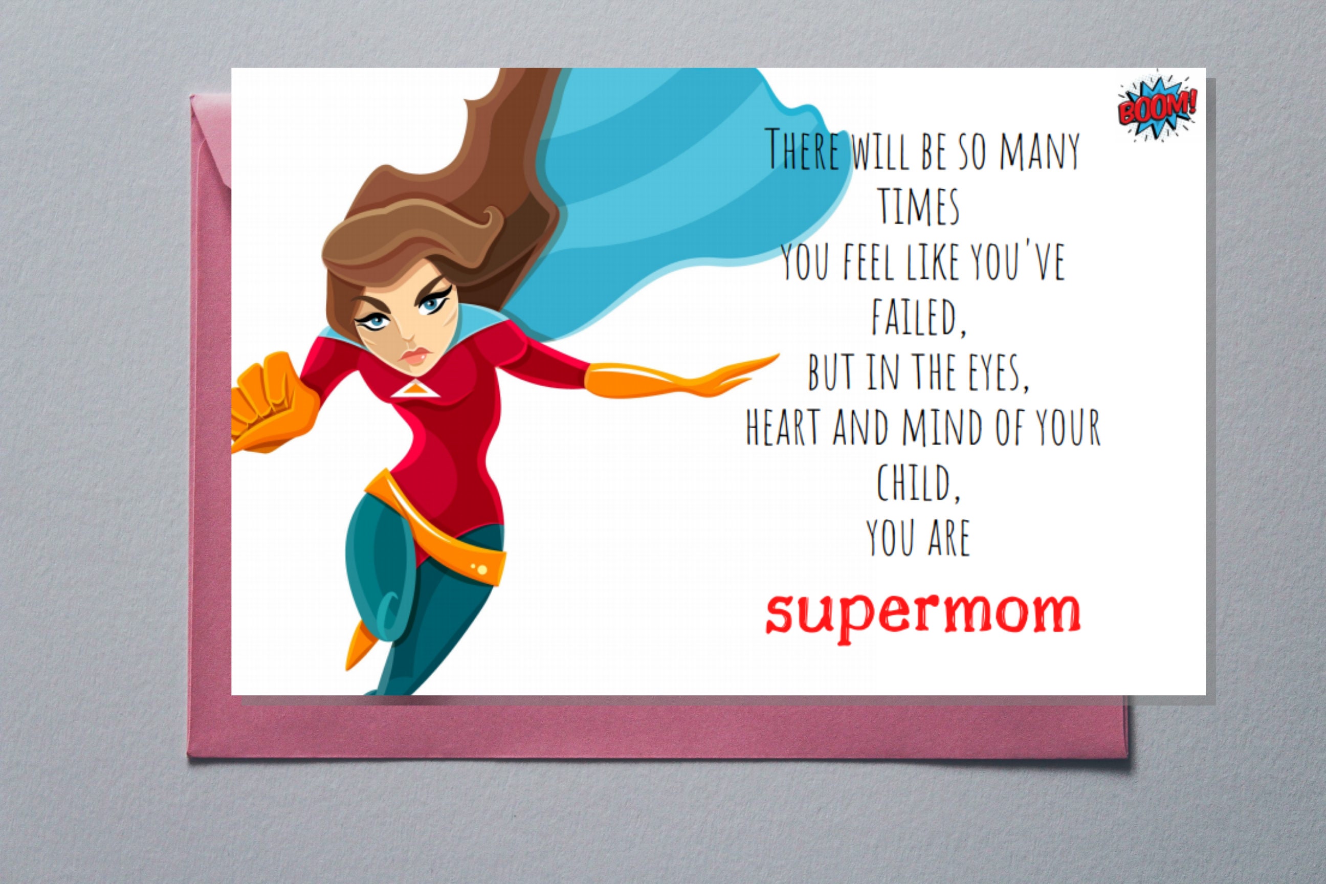 Super Mom Birthday Card, Happy Birthday Mom, Printable Supermom Card ...