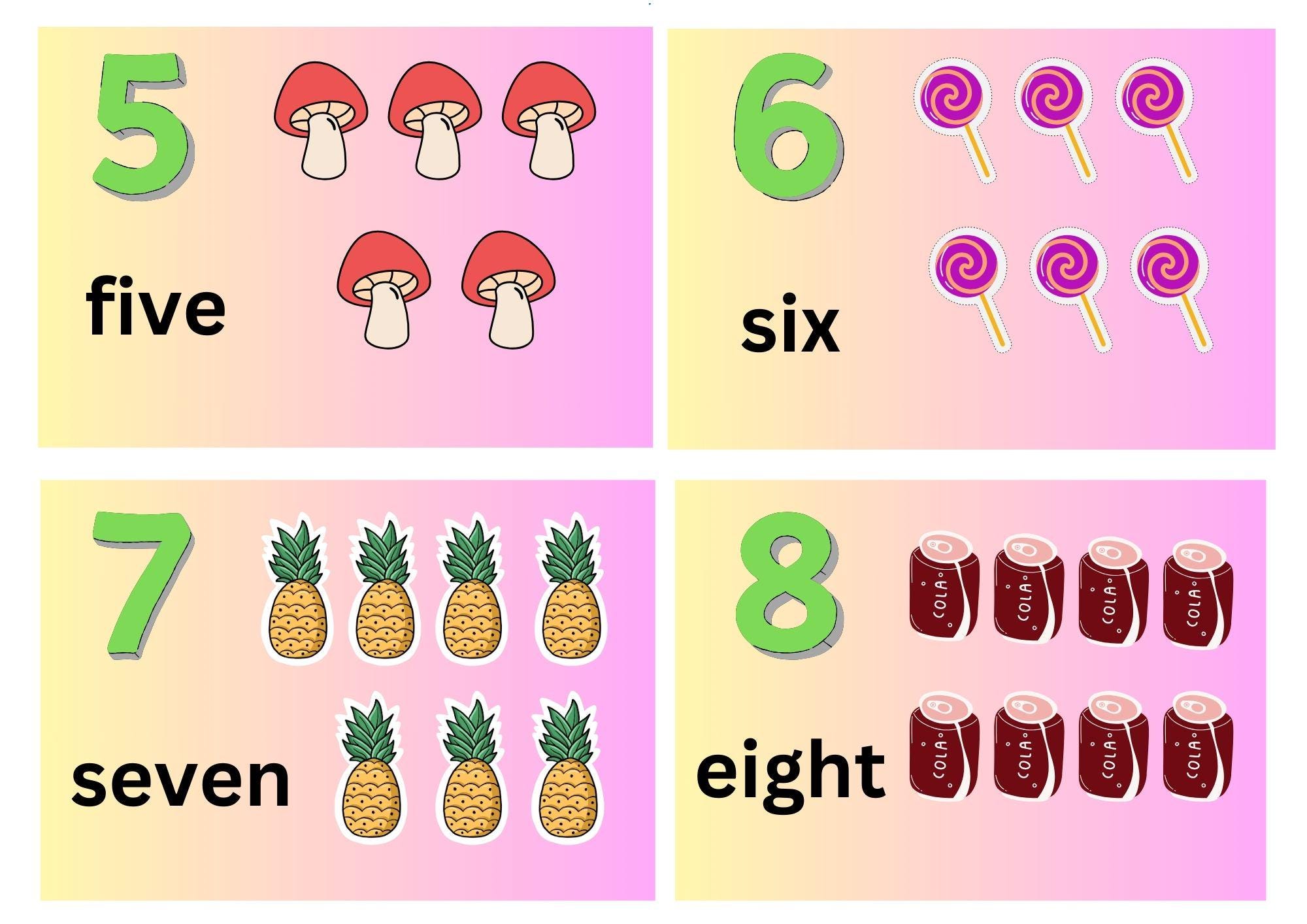 Number Flash Cards, Printable Flashcards, Counting Flashcards, 1 to 10 ...