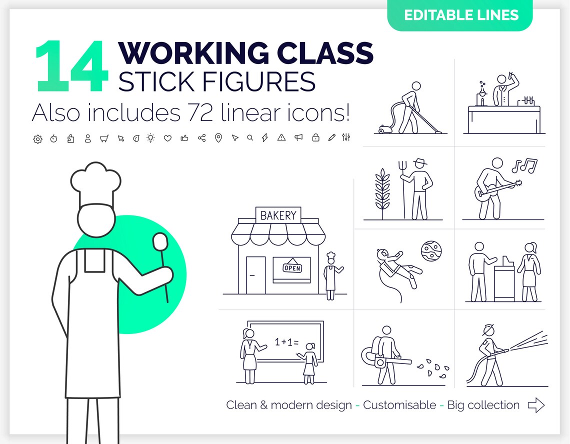Editable Stick Figure Illustration Set Used as Infographic | Etsy