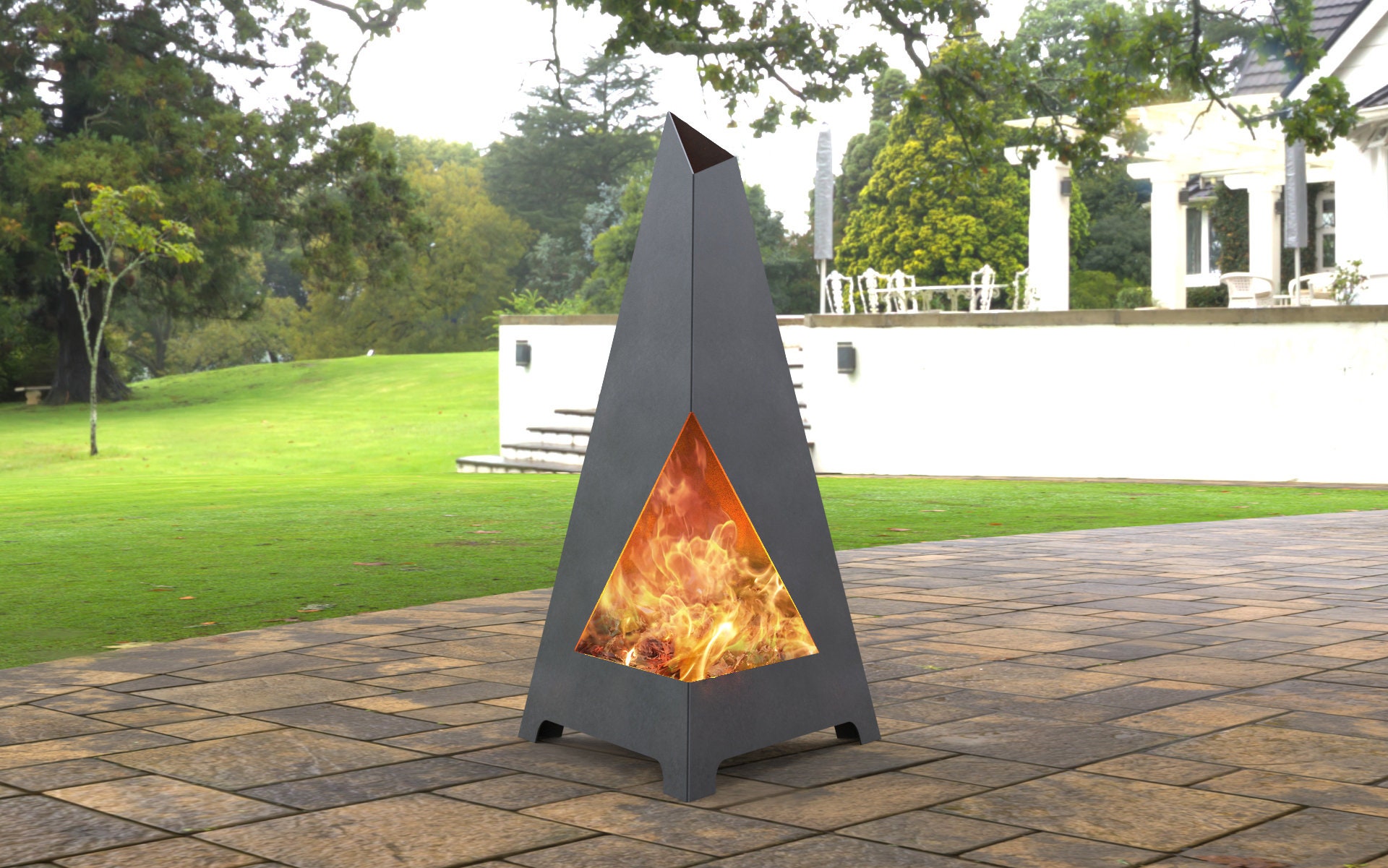 Triangle Fire Pit Collapsible Triangle Fire Pit DXF For CNC Wavy